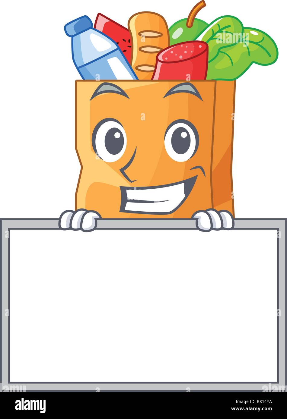 Grinning with board food bag package of shape cartoon Stock Vector ...