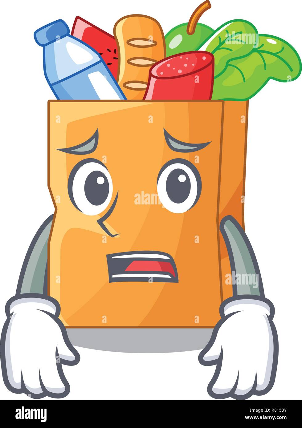 Afraid realistic food in a bag character Stock Vector Image & Art - Alamy