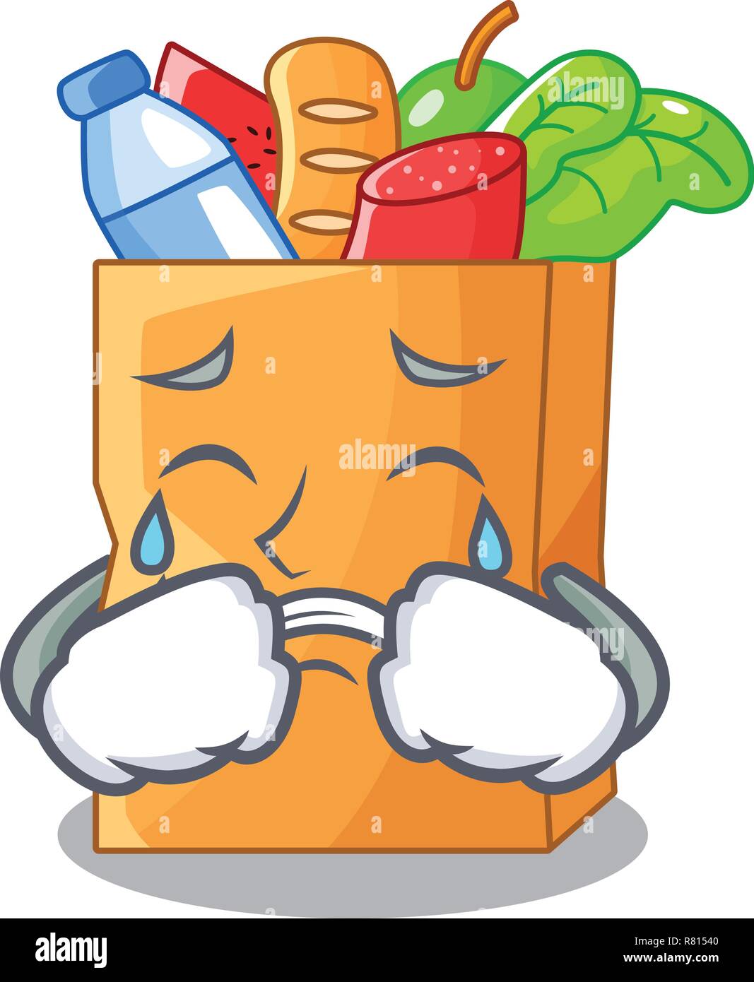 Crying realistic food in a bag character Stock Vector Image & Art - Alamy