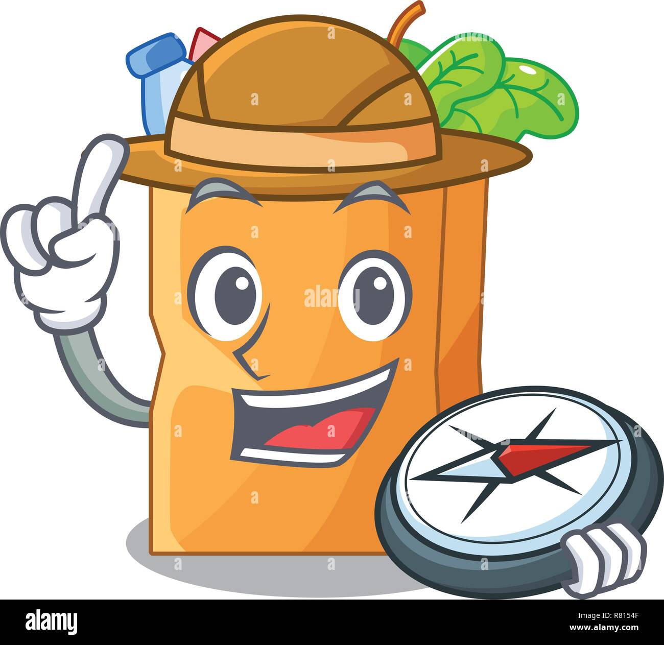 Explorer realistic food in a bag character Stock Vector Image & Art - Alamy