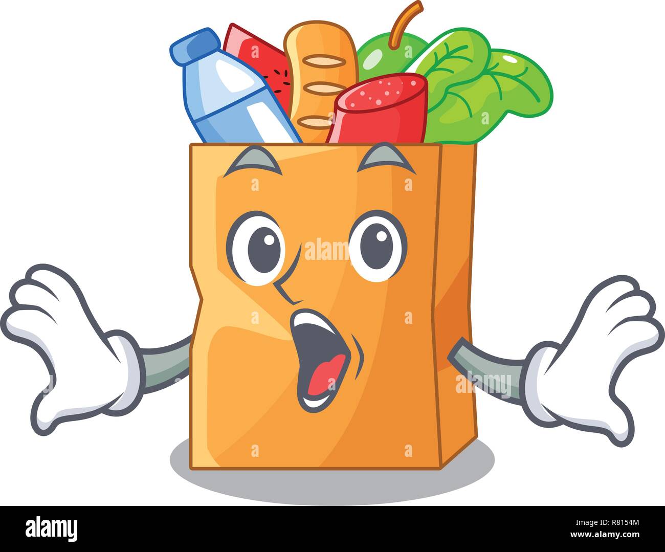 Surprised realistic food in a bag character Stock Vector Image & Art ...