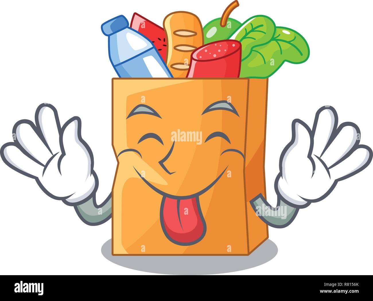 Tongue out food bag foil or paper cartoon Stock Vector Image & Art - Alamy