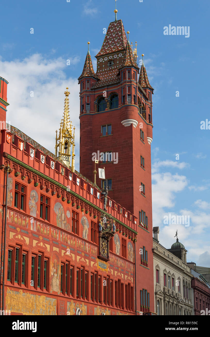 Town hall with tower, Basel, Switzerland Stock Photo - Alamy