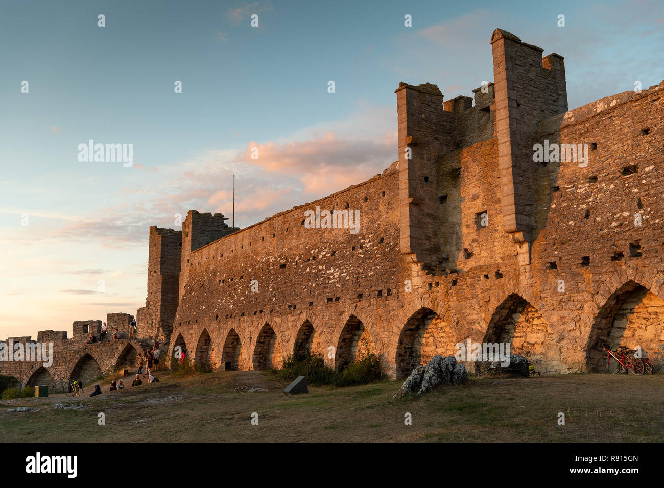 Medieval city wall with defensive towers, Unesco World Heritage Site ...