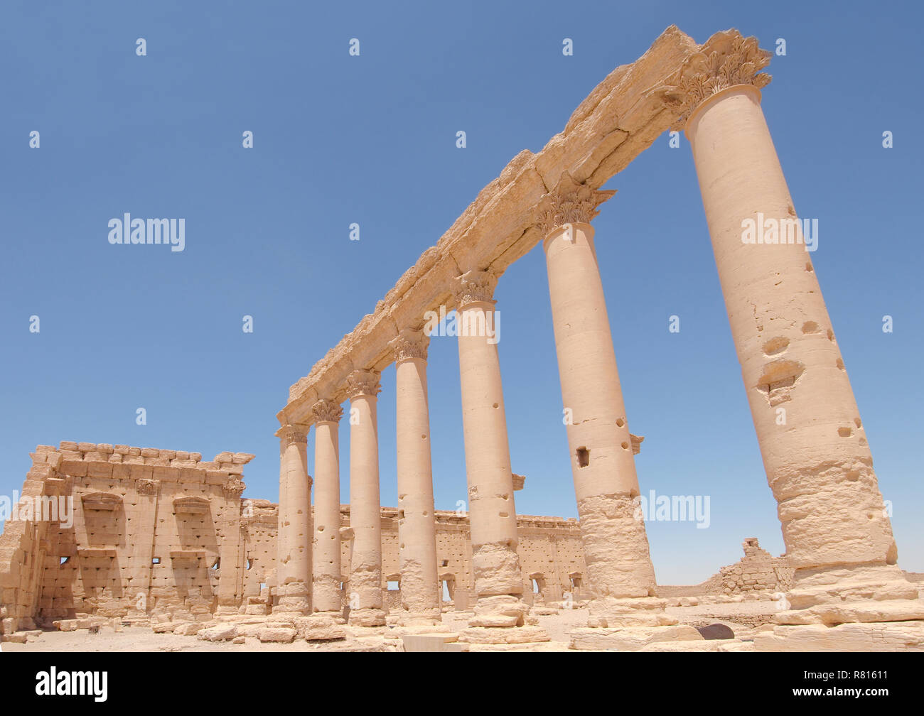 Ruins of the Temple of Bel in the ancient city of Palmyra, Tadmur ...