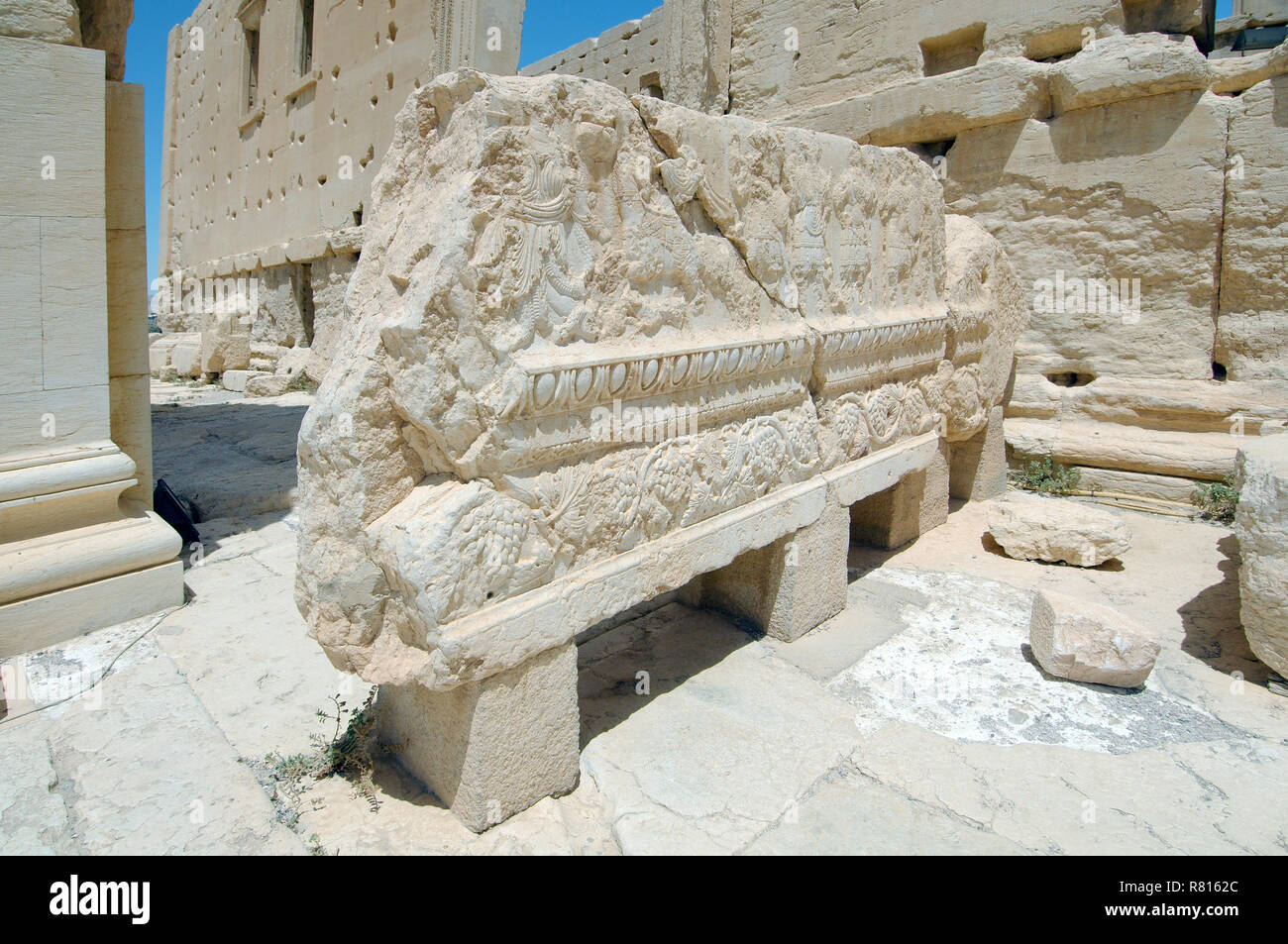 Bas-reliefs on marble in the Temple of Bel in the ancient city of ...