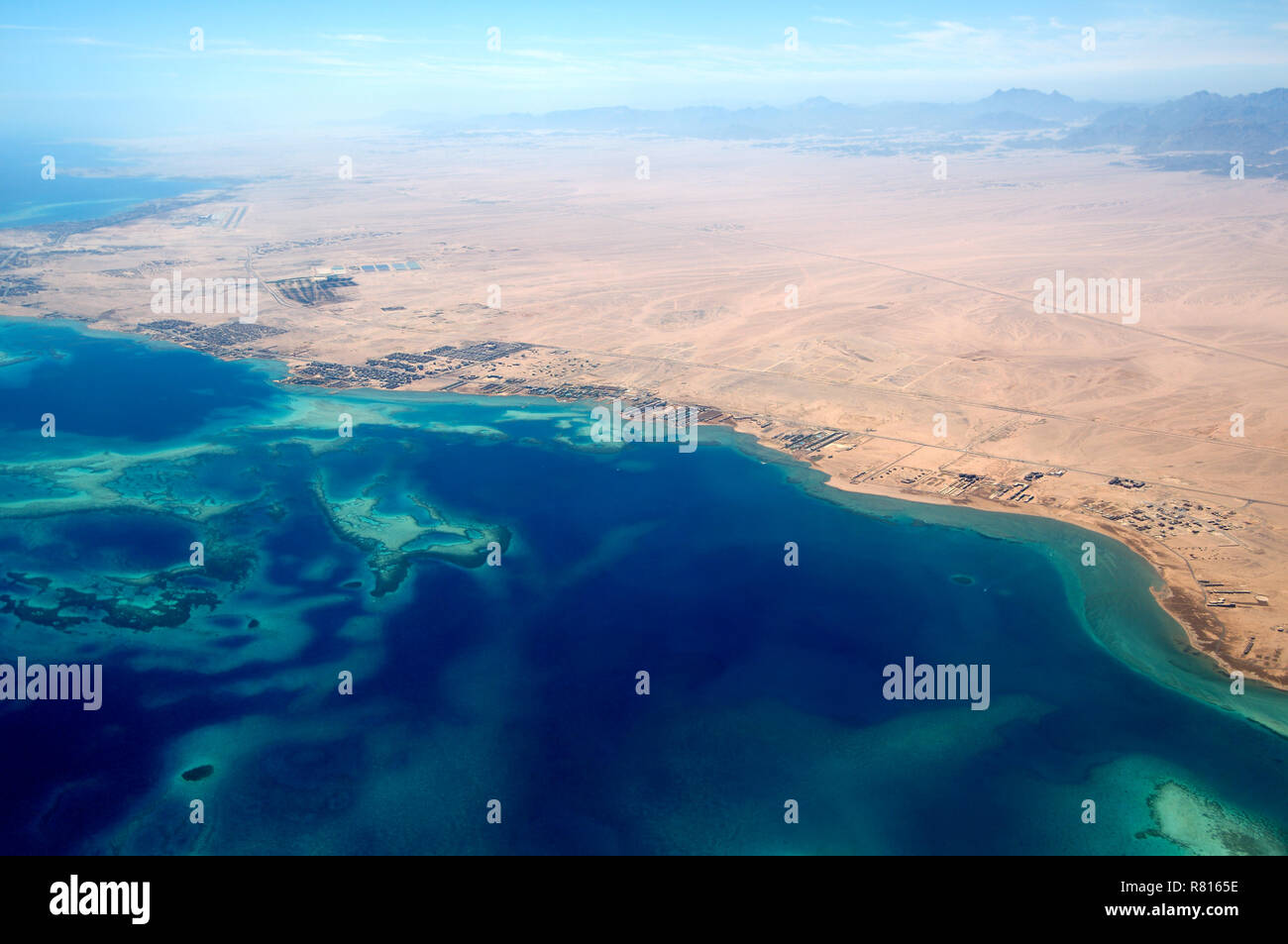 Aerial view, Red Sea, Hurghada, Red Sea Governorate, Egypt Stock Photo ...