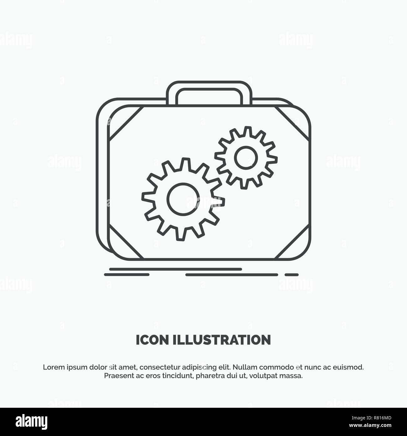 Briefcase Case Production Progress Work Icon Line Vector Gray Symbol For Ui And Ux Website