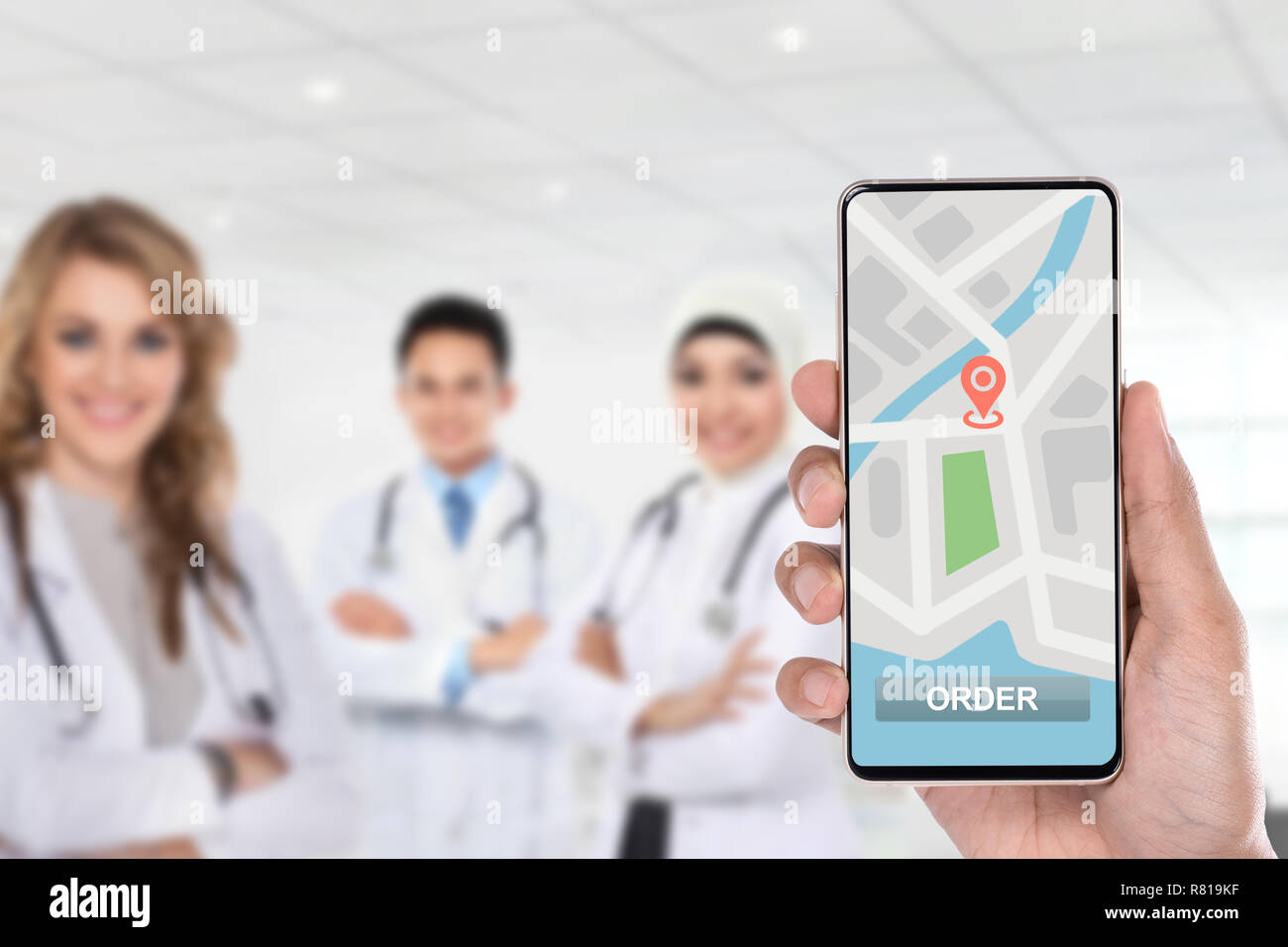 doctor concept ordering via smartphone Stock Photo - Alamy