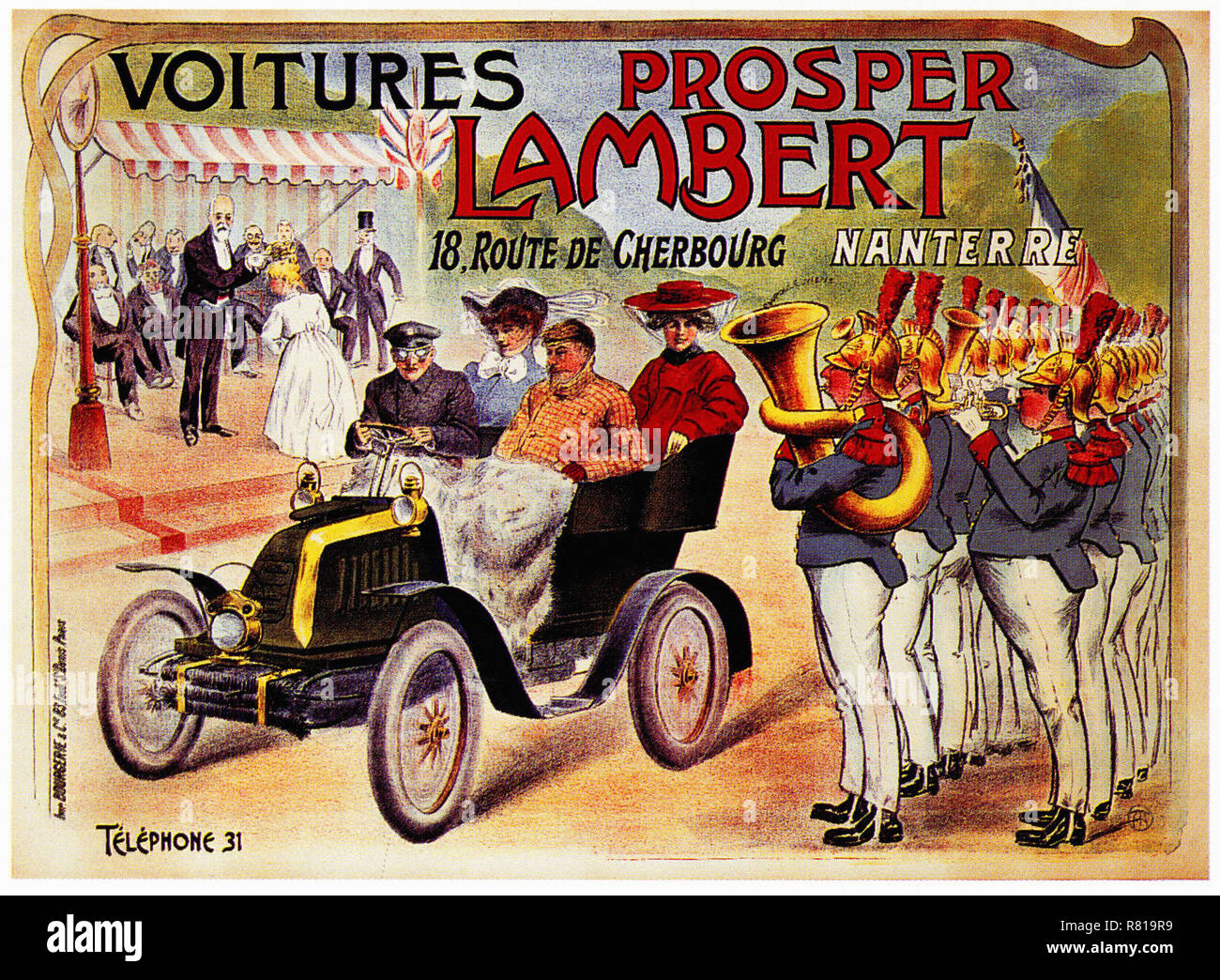 1902 Prosper Lambert - Vintage car's advertising poster Stock Photo - Alamy