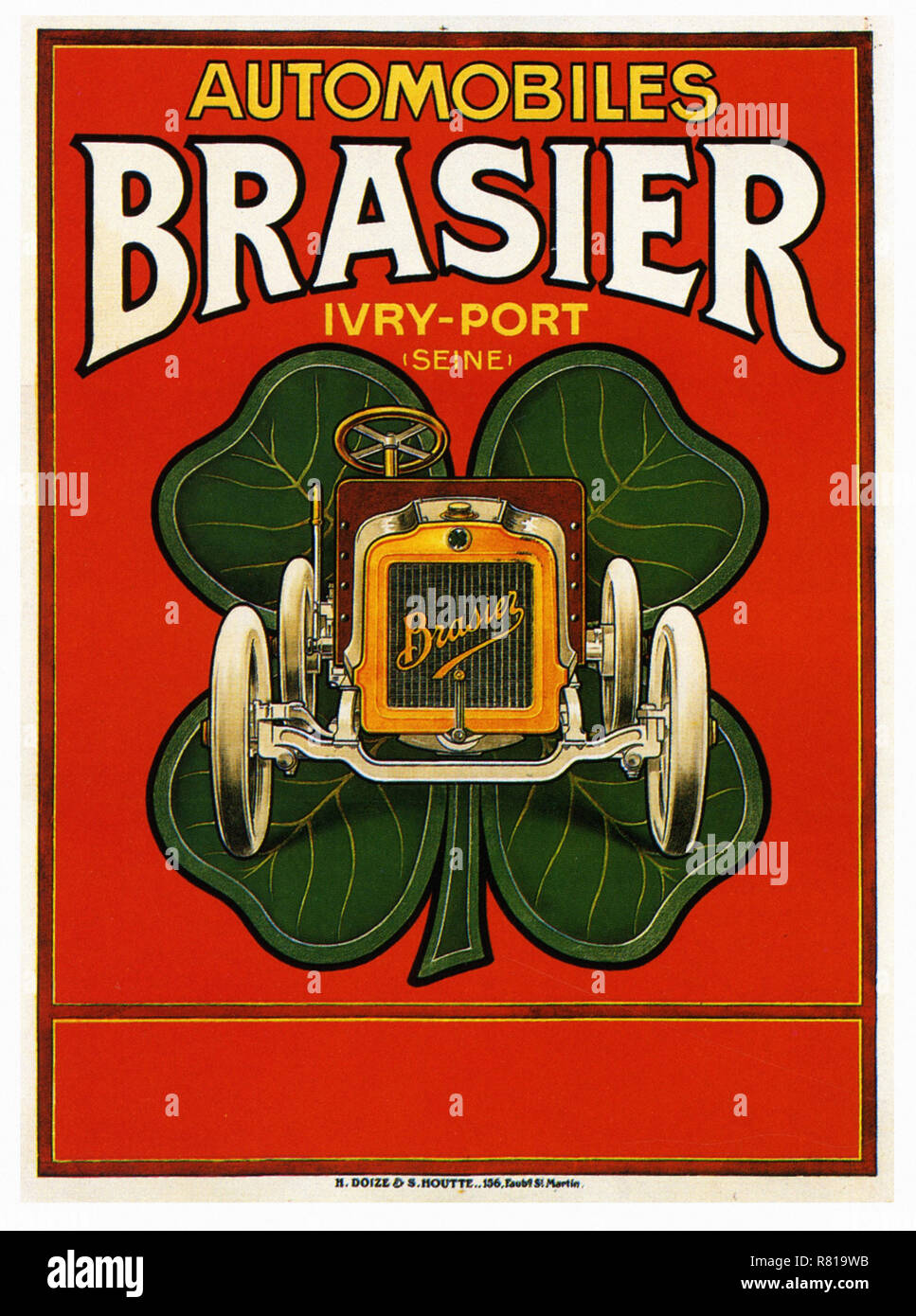 Automobiles Brasier - Vintage car's advertising poster Stock Photo - Alamy