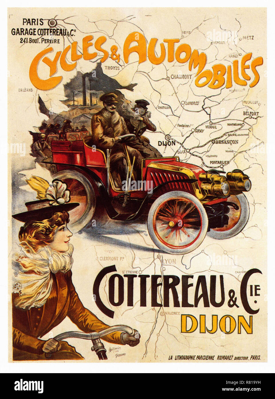 Cottereau Cycles Et Automobiles - Vintage car's advertising poster ...