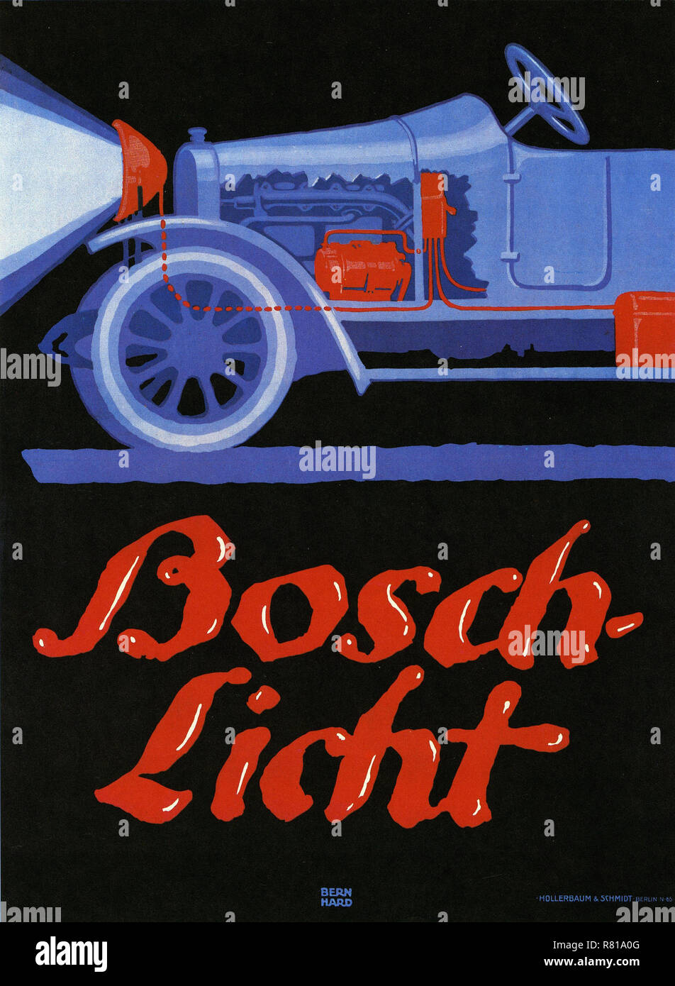 Illuminating Bosch - Vintage car's advertising poster Stock Photo - Alamy
