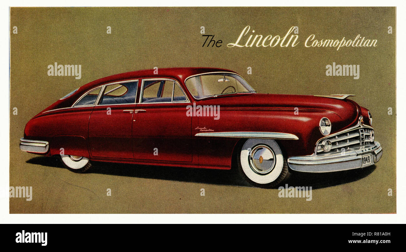 Lincoln Cosmopolitan For 49 - Vintage car's advertising poster Stock ...