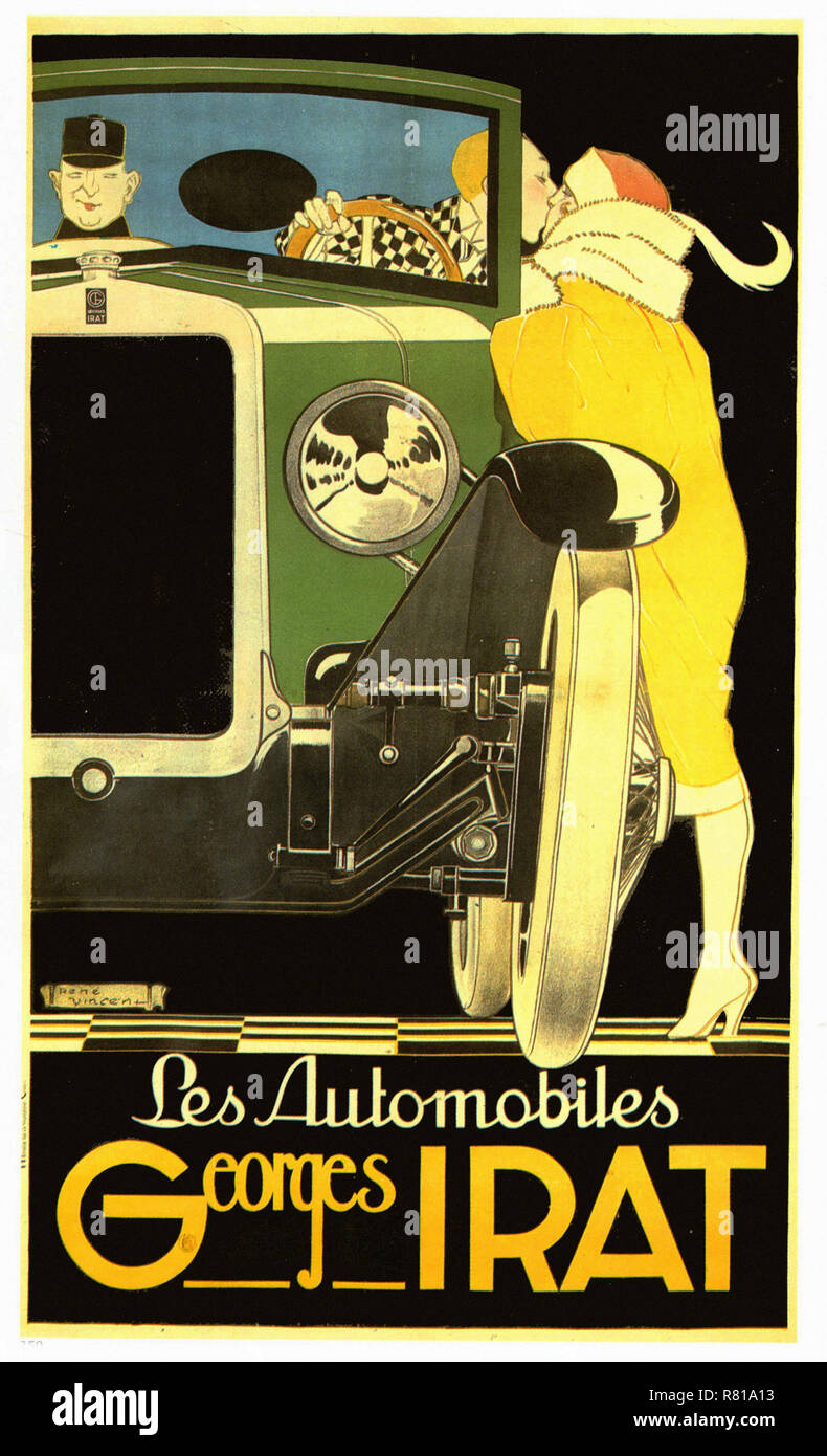 Les Automobiles Georges Irat - Vintage car's advertising poster Stock ...