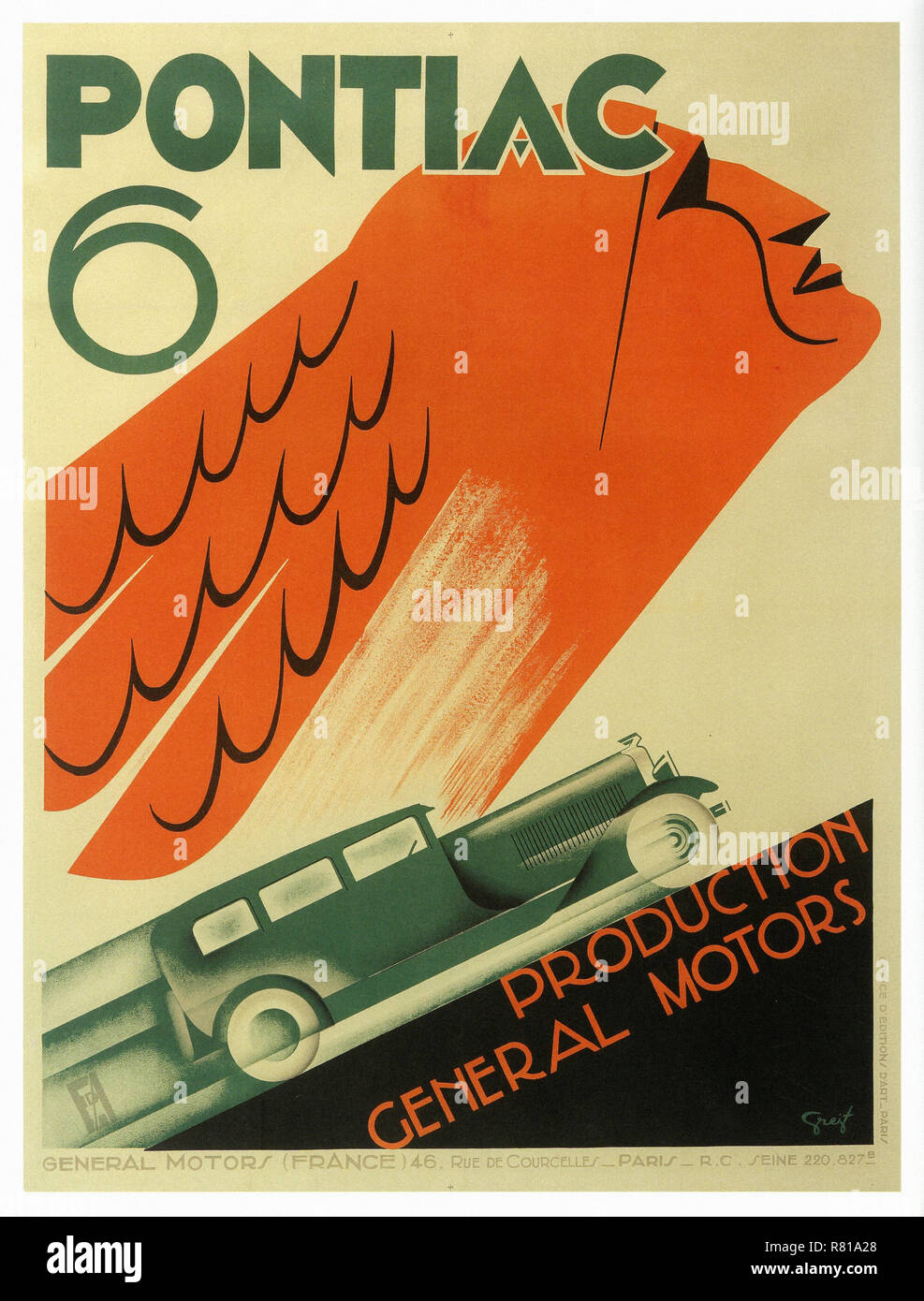 Pontiac 6 GM - Vintage car's advertising poster Stock Photo - Alamy