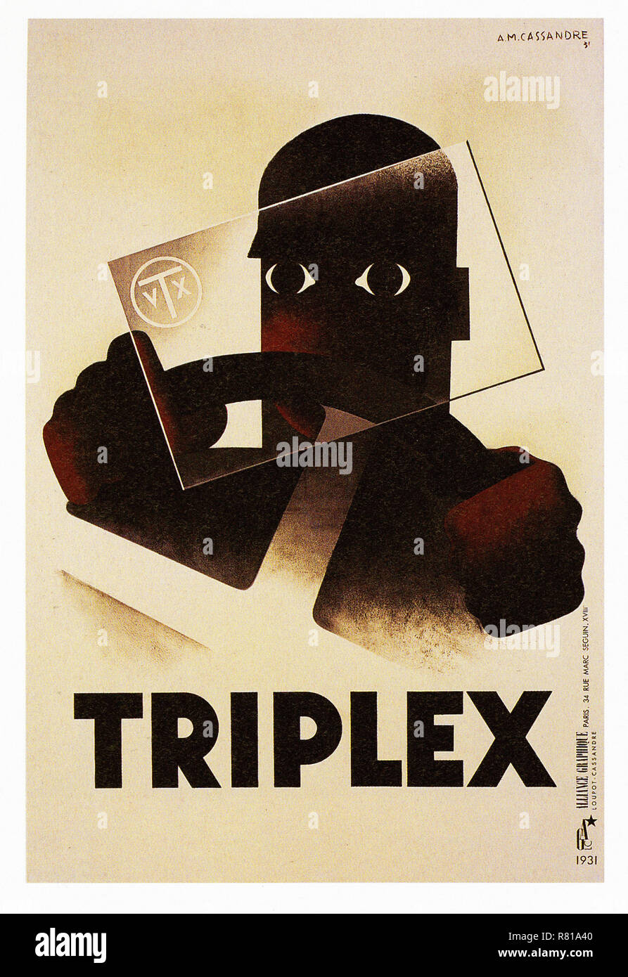 Triplex - Vintage car's advertising poster Stock Photo - Alamy