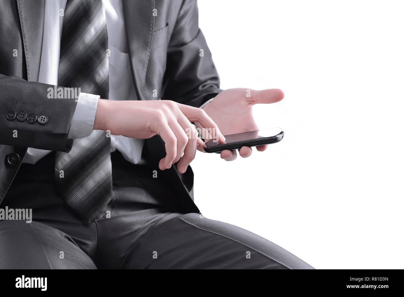 close up. businessman tapping the screen of the mobile phone Stock ...
