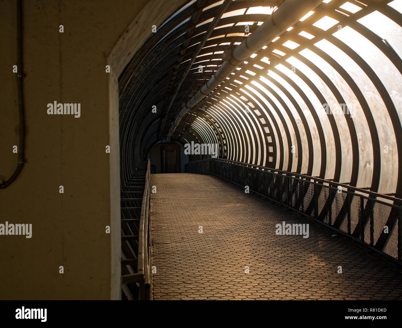 elevated pedestrian crossing in Moscow in summer, Russia Stock Photo ...