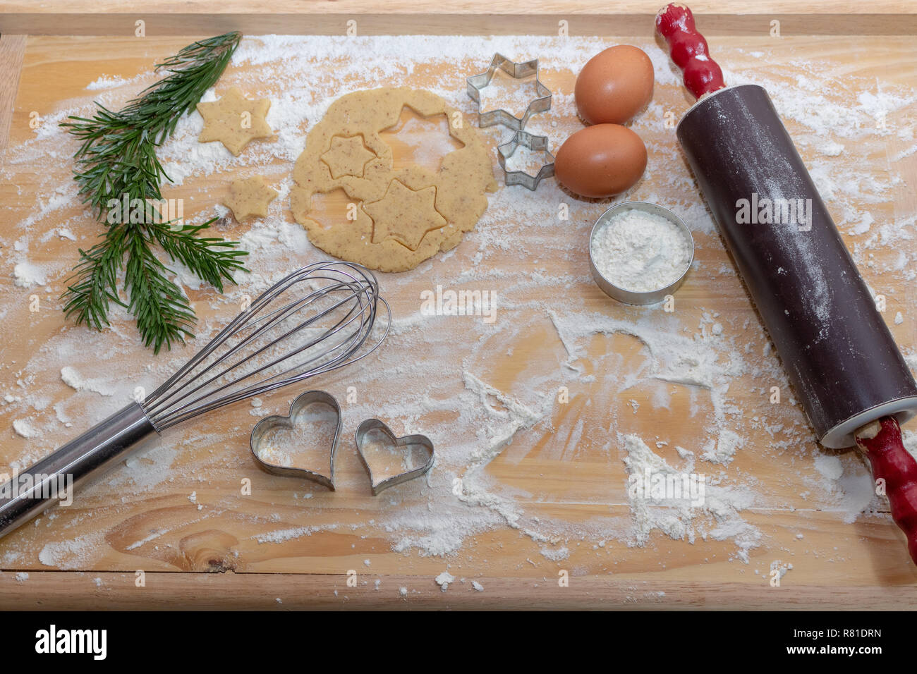 Christmas Baking background. Ingredients for cooking christmas baking ...