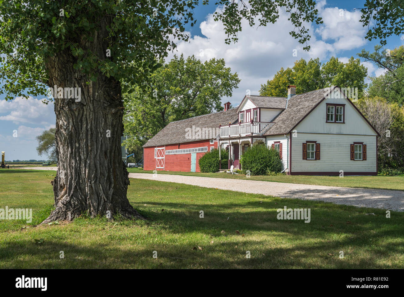 A typical Mennonite historical house barn in Neubergthal, Manitoba ...