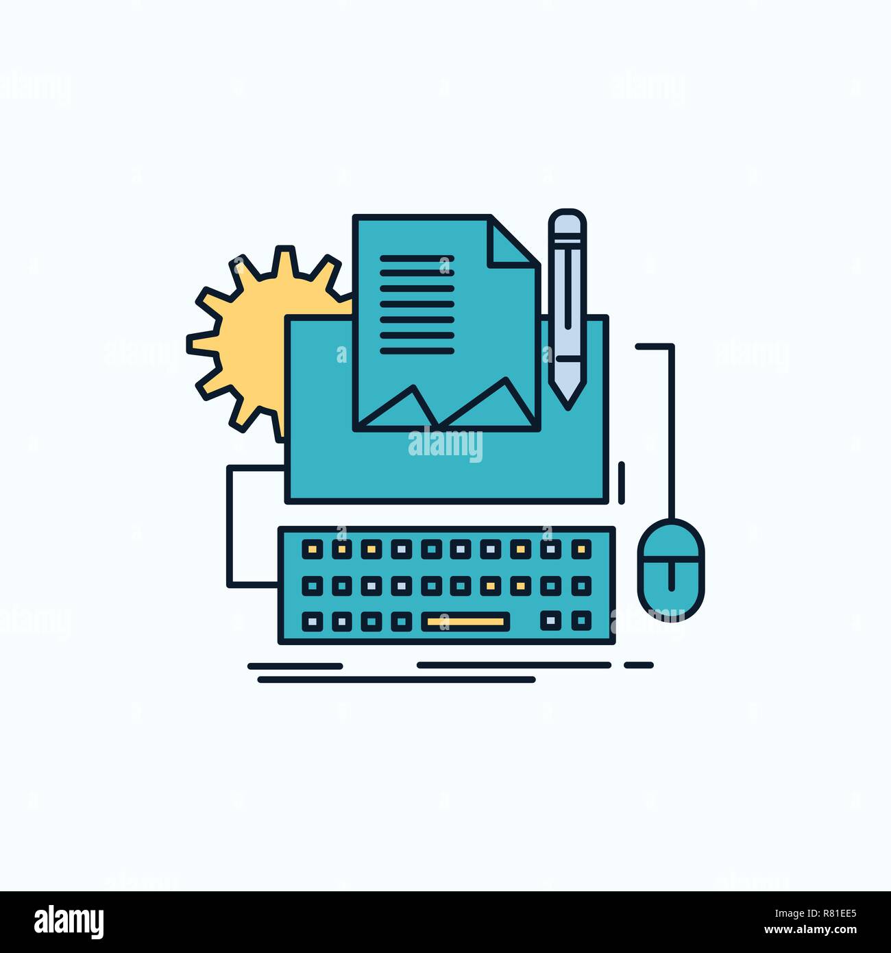 Computer monitor keyboard icon symbols Stock Vector Images - Alamy
