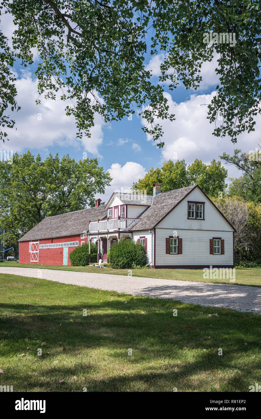 A typical Mennonite historical house barn in Neubergthal, Manitoba ...