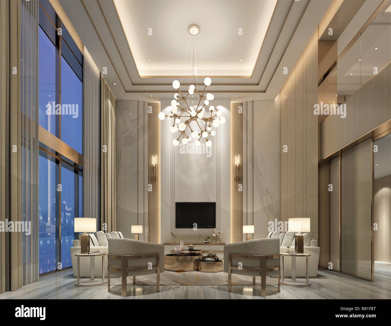 3d render modern working office Stock Photo - Alamy