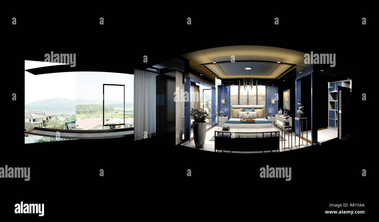 360 degrees house interior, 3D Render Stock Photo - Alamy