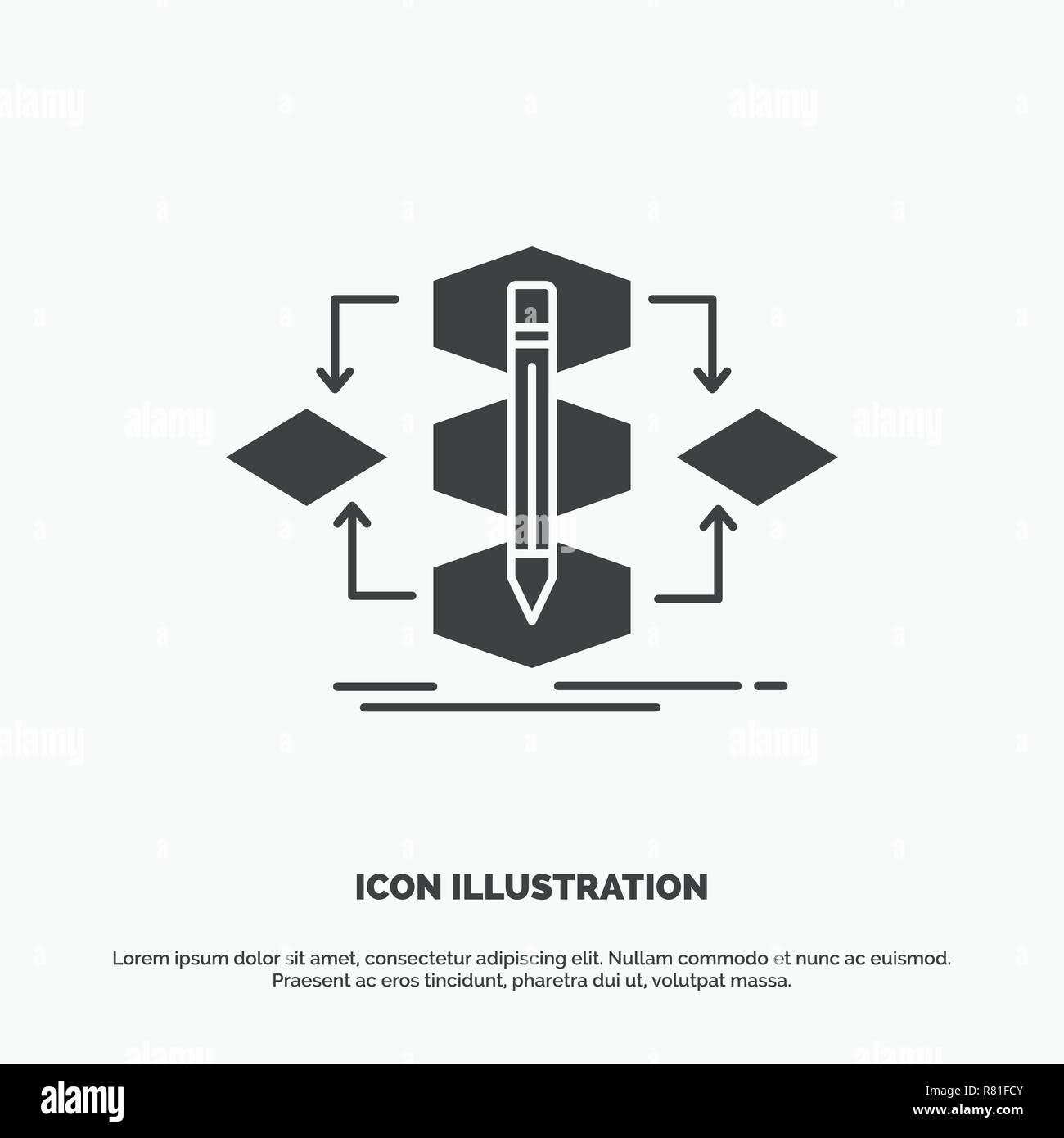 Algorithm, design, method, model, process Icon. glyph vector gray symbol for UI and UX, website ...