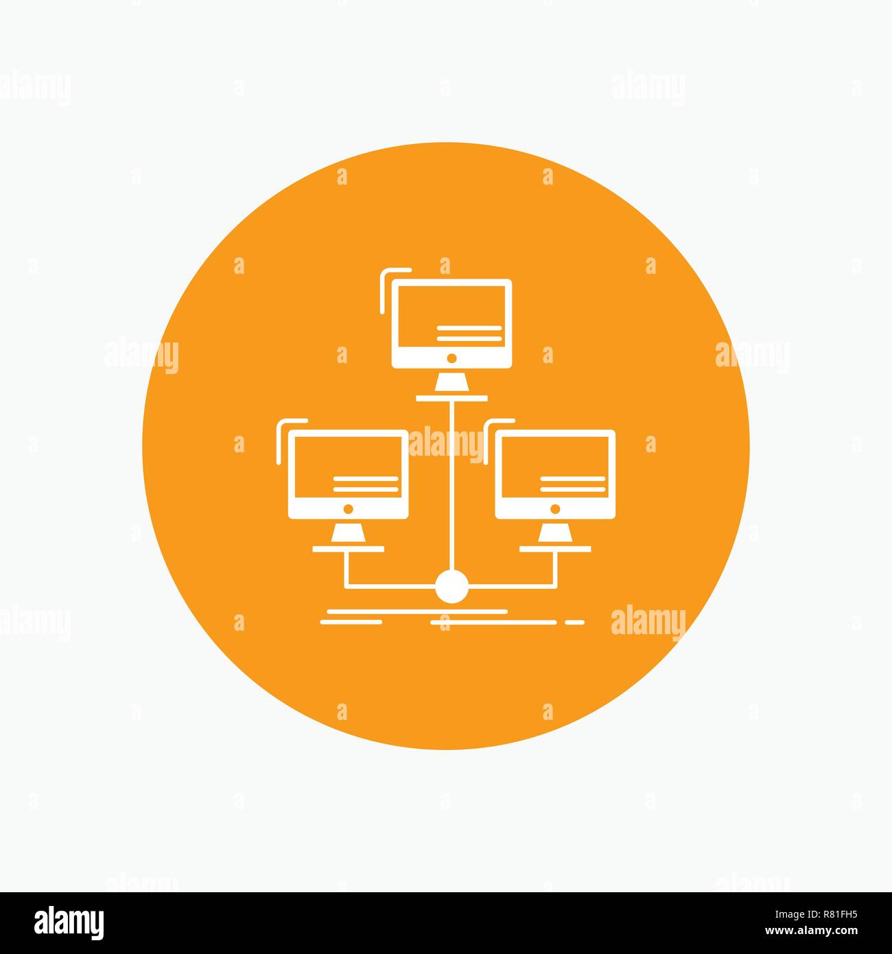 Database Distributed Connection Network Computer White Glyph Icon In Circle Vector Button