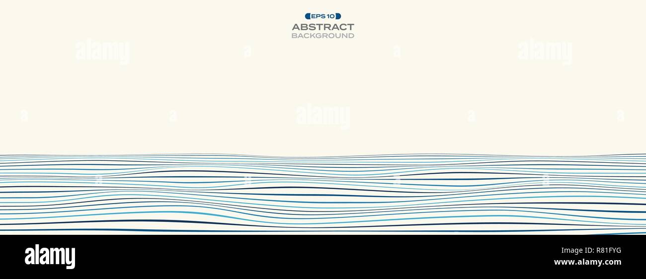 Extra wide of color level of blue stripe line wavy pattern background ...