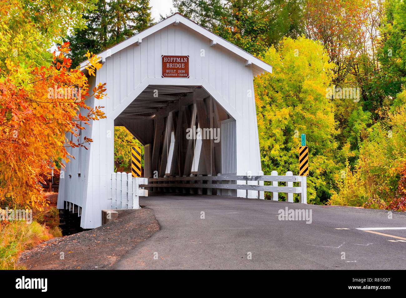 Scio, Oregon, USA - October 6,2015: Fall colors add a nice contrast to ...