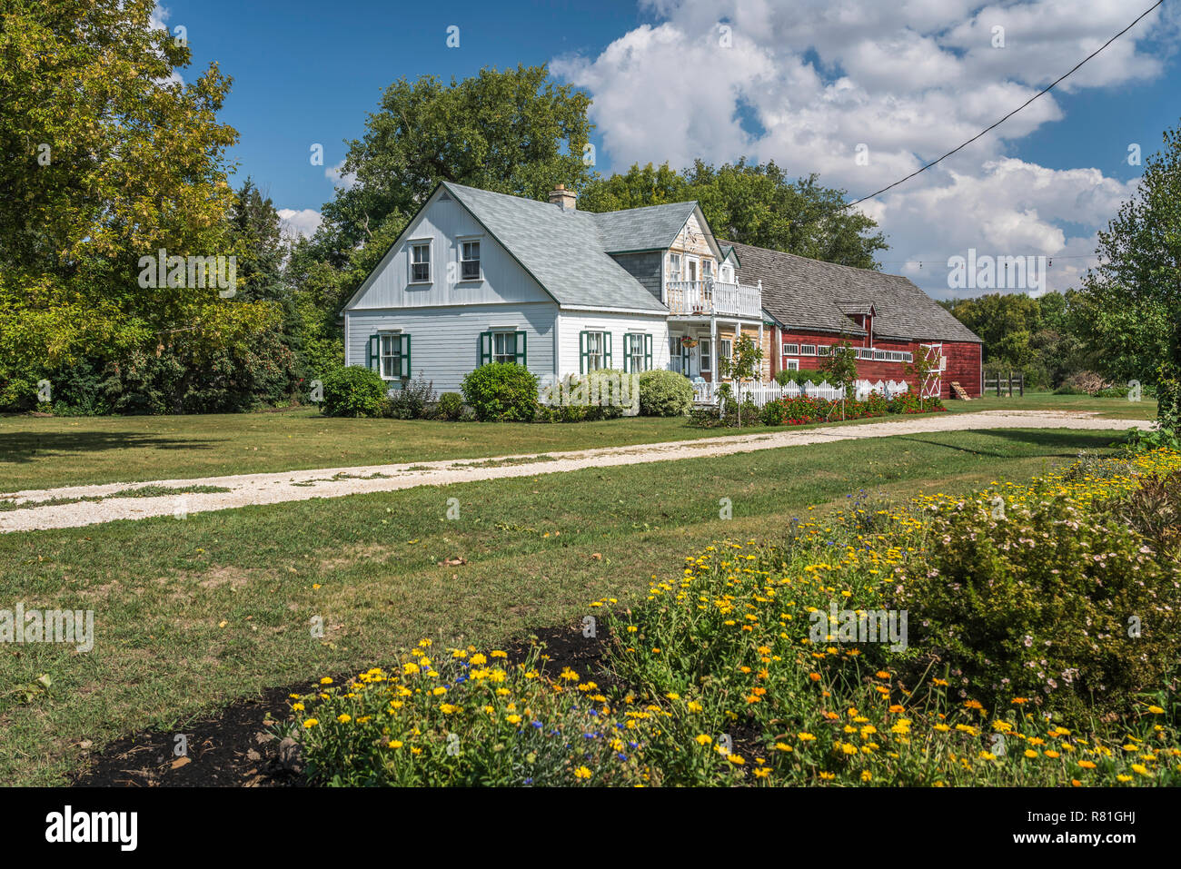 A typical Mennonite historical house barn in Neubergthal, Manitoba ...