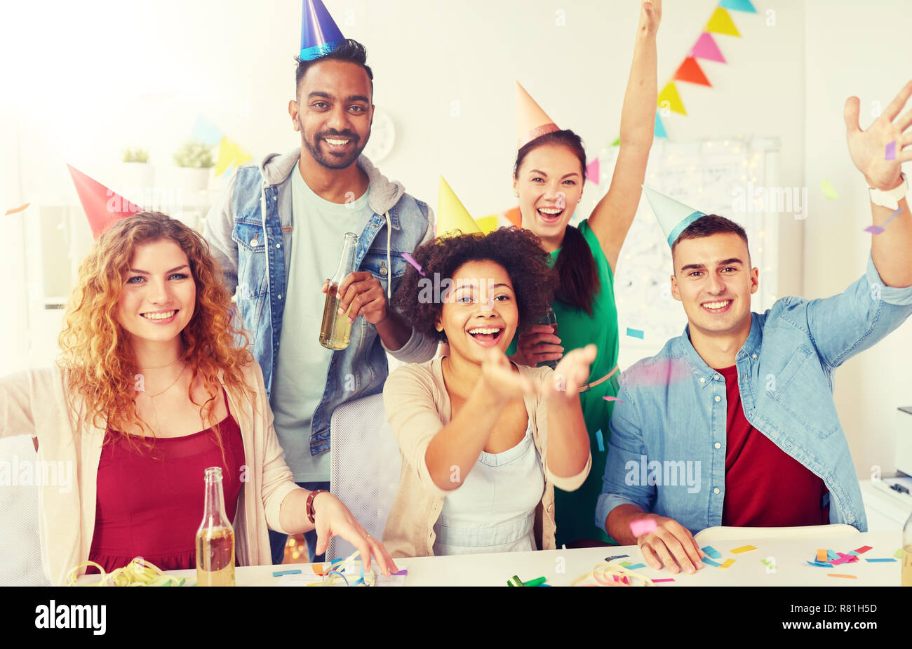 happy team having fun at office party Stock Photo - Alamy