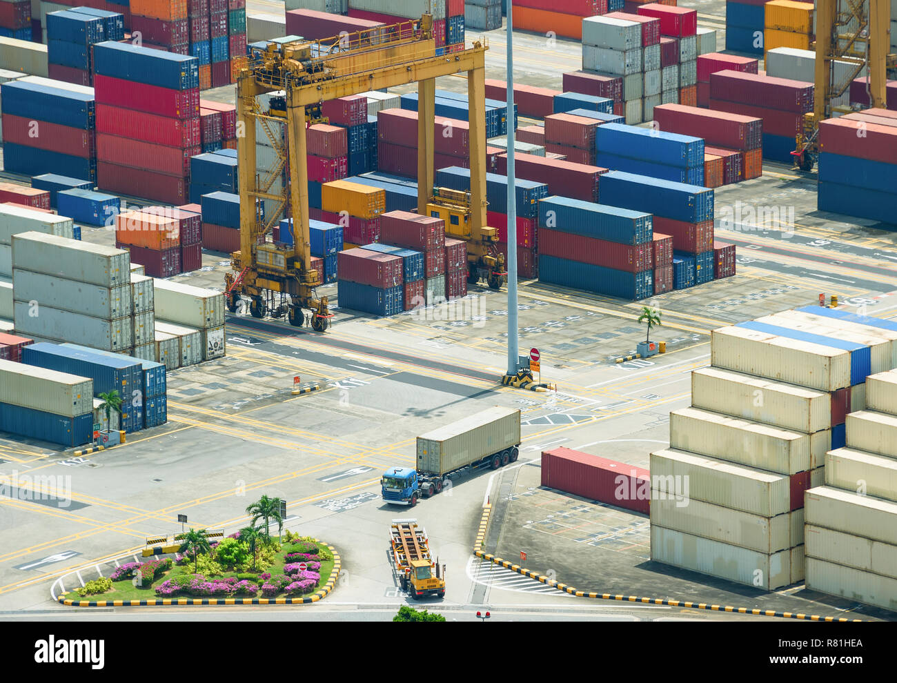 Containers storage and freight cranes equipment of Singapore cargo ...