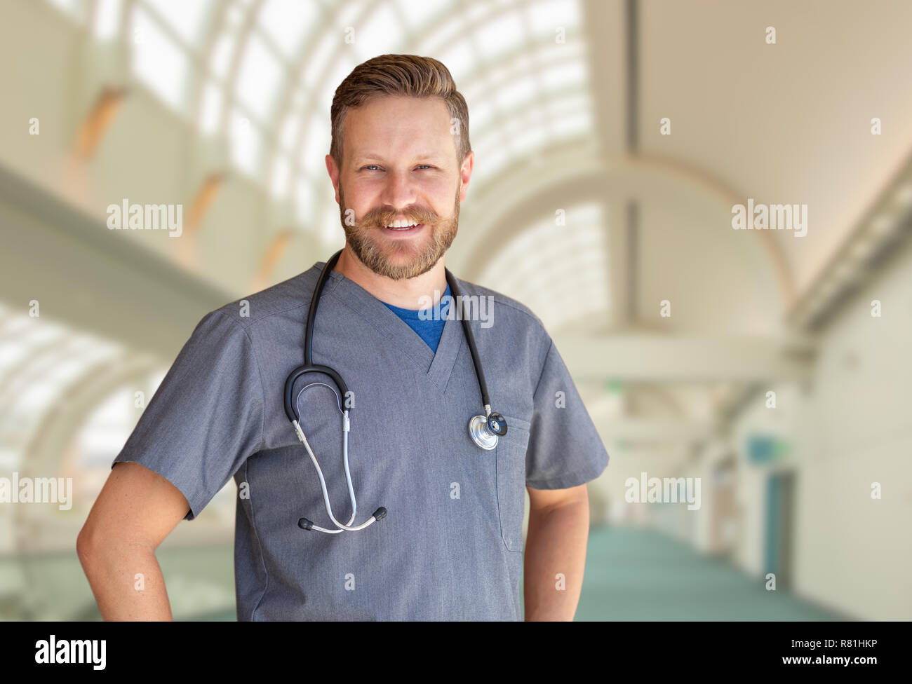 Caucasian Male Nurse Inside Hospital Building Stock Photo - Alamy