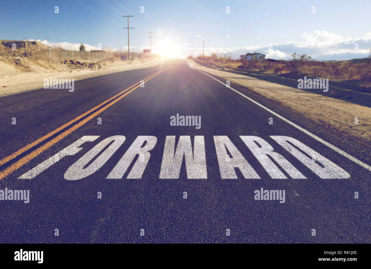 close up of word forward on suburban asphalt road Stock Photo - Alamy