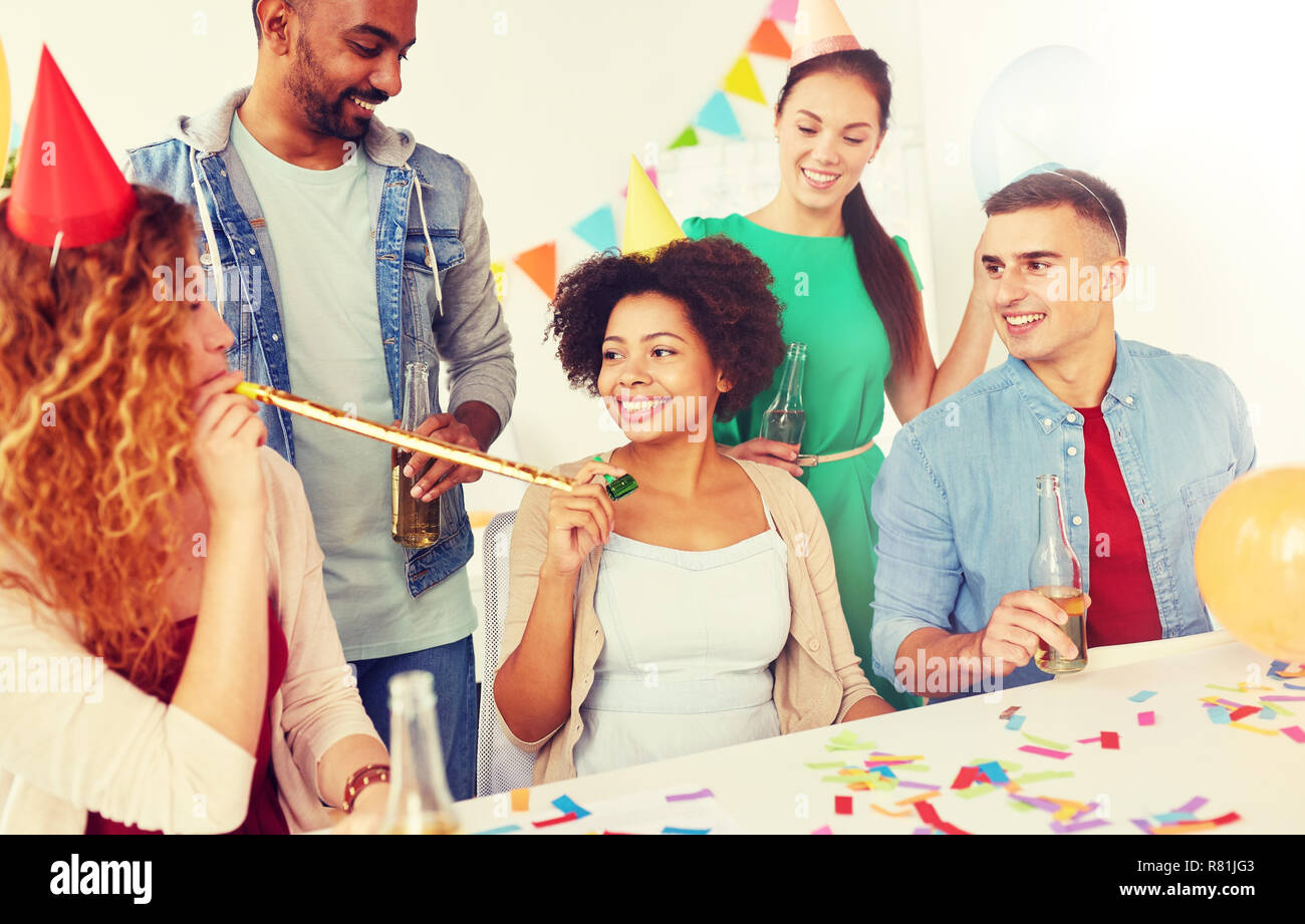 happy team having fun at office party Stock Photo - Alamy