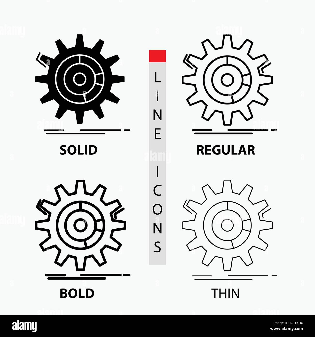 Setting Data Management Process Progress Icon In Thin Regular Bold Line And Glyph Style