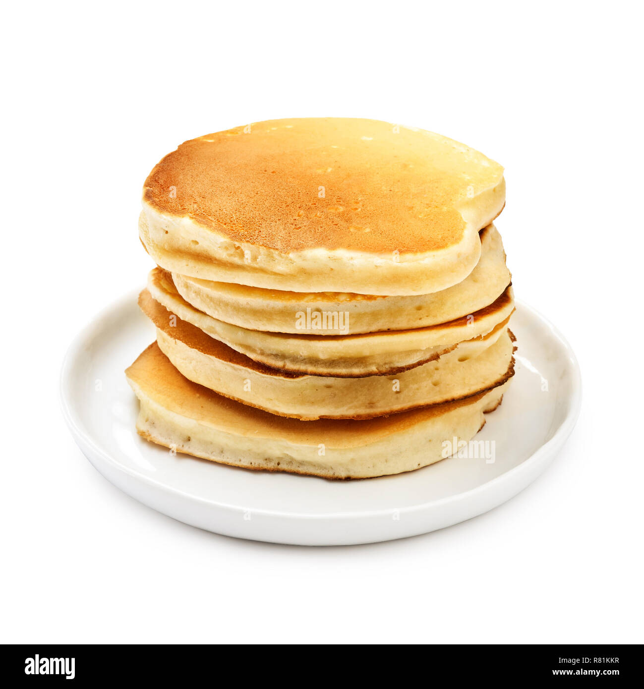 Stack of delicious pancakes on plate isolated on white Stock Photo - Alamy