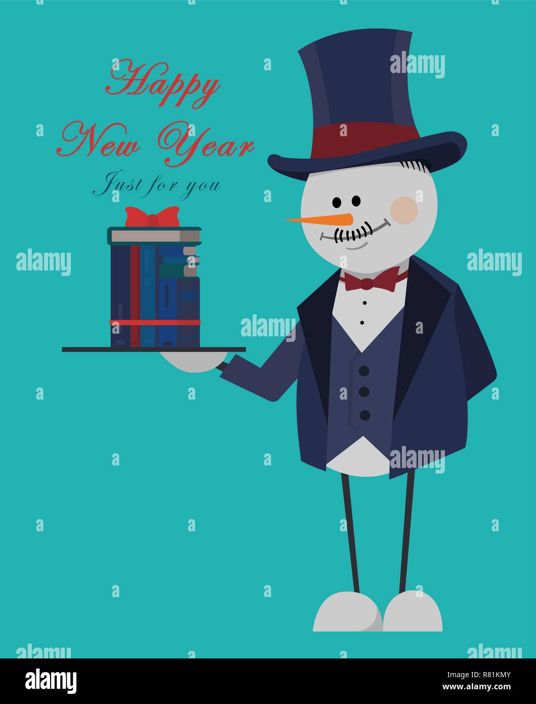 Vector illustration of snowman cartoon character with books for ...