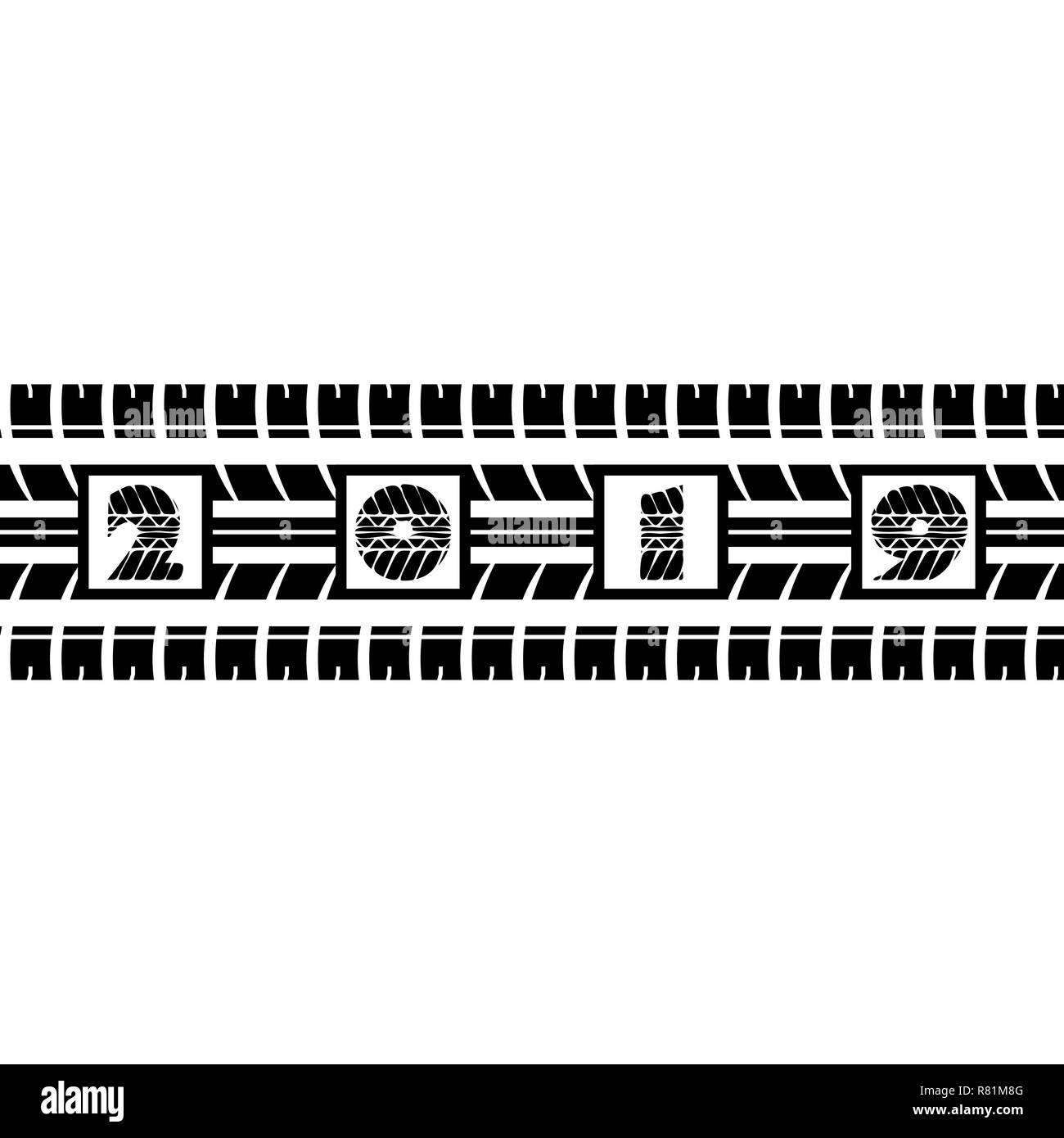 Black tire track silhouette with 2019 year numbers Stock Vector Image ...