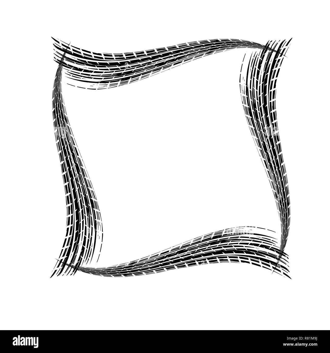 Black grunge square tire track frame isolated on white background Stock ...