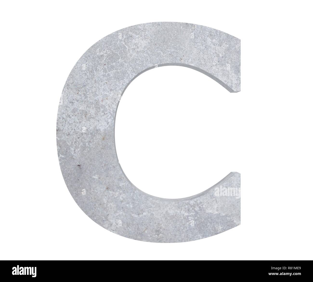 Concrete Capital Letter - C isolated on white background. 3D render ...