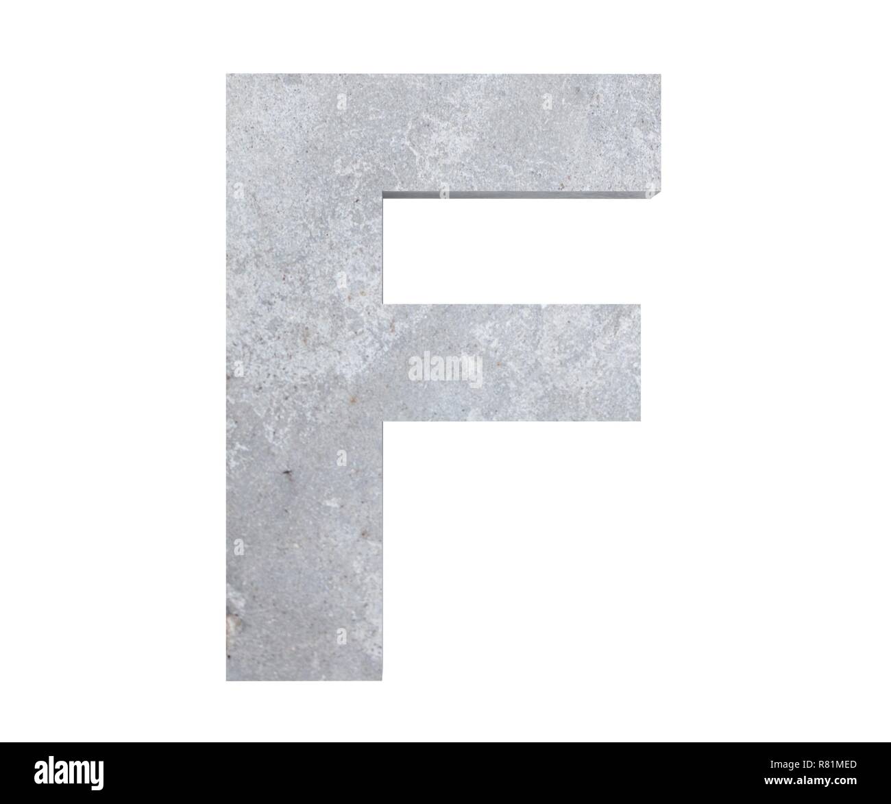 Concrete Capital Letter - F isolated on white background. 3D render ...