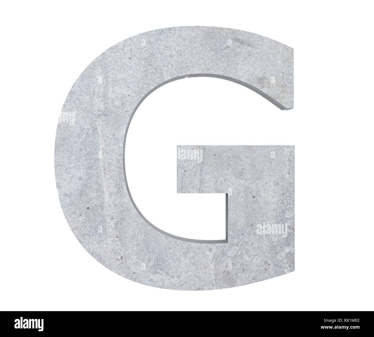 Concrete Capital Letter - G isolated on white background. 3D render ...