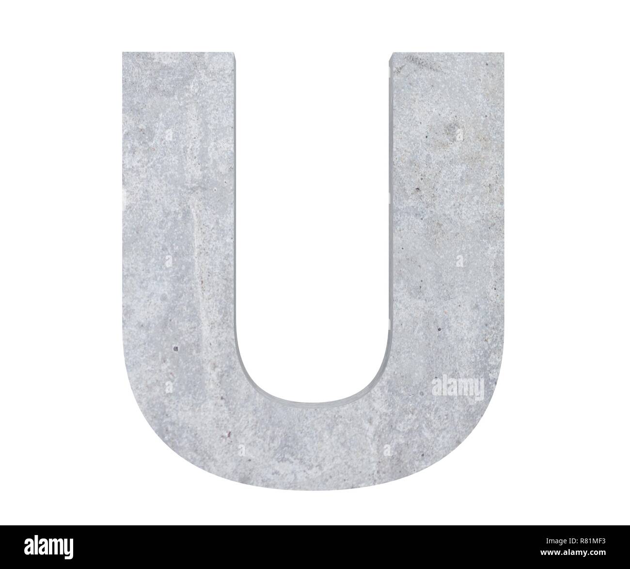 Concrete Capital Letter - U isolated on white background. 3D render ...