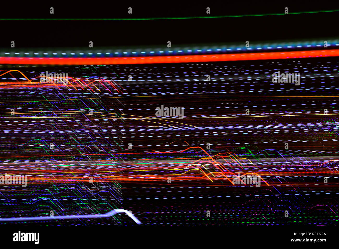 Abstract multi color line background against black background Stock ...