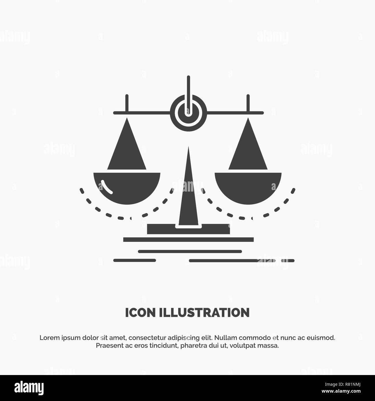 Balance, decision, justice, law, scale Icon. glyph vector gray symbol ...
